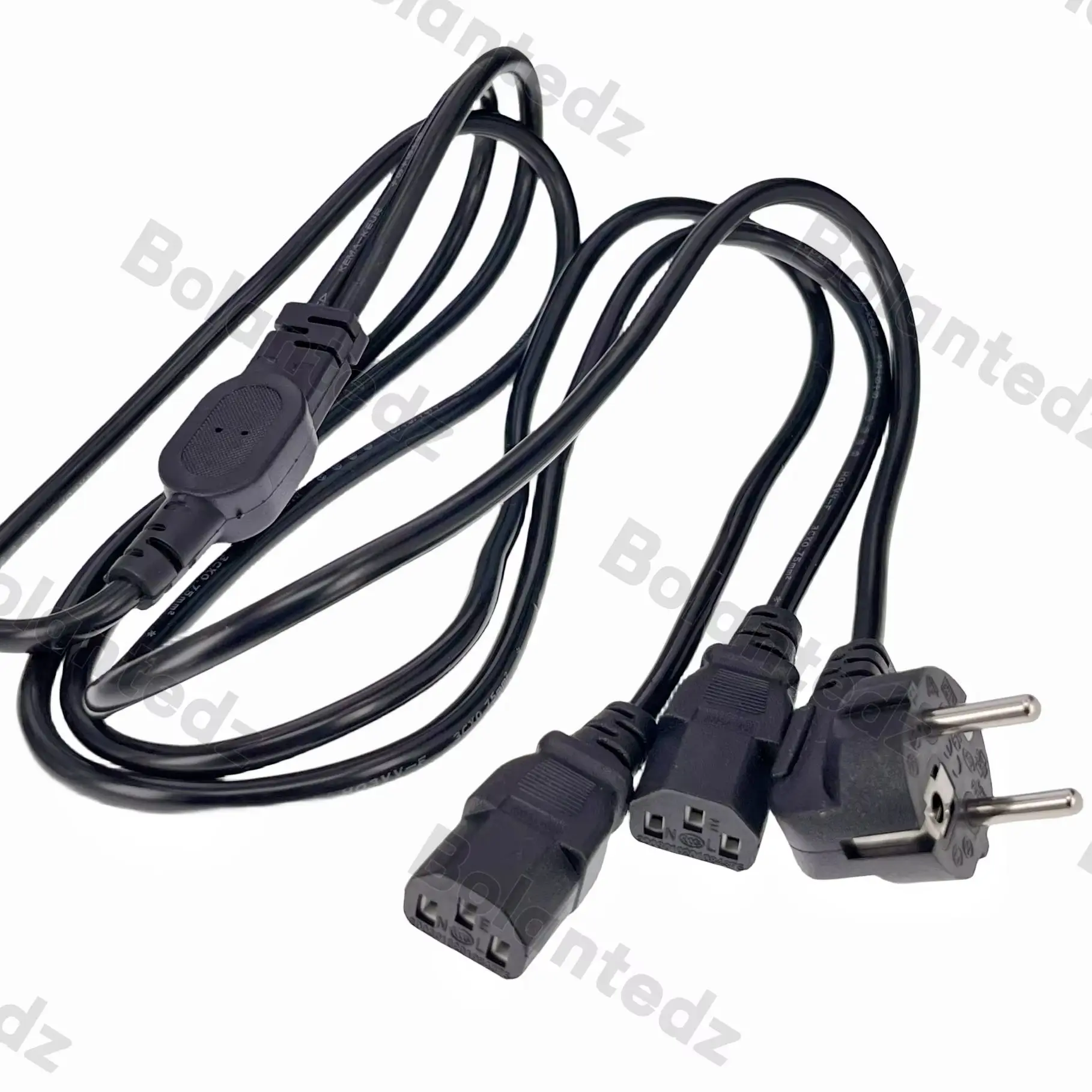 European EU 2 Prong Male Plug to Dual IEC C13 Female Power Extension ...