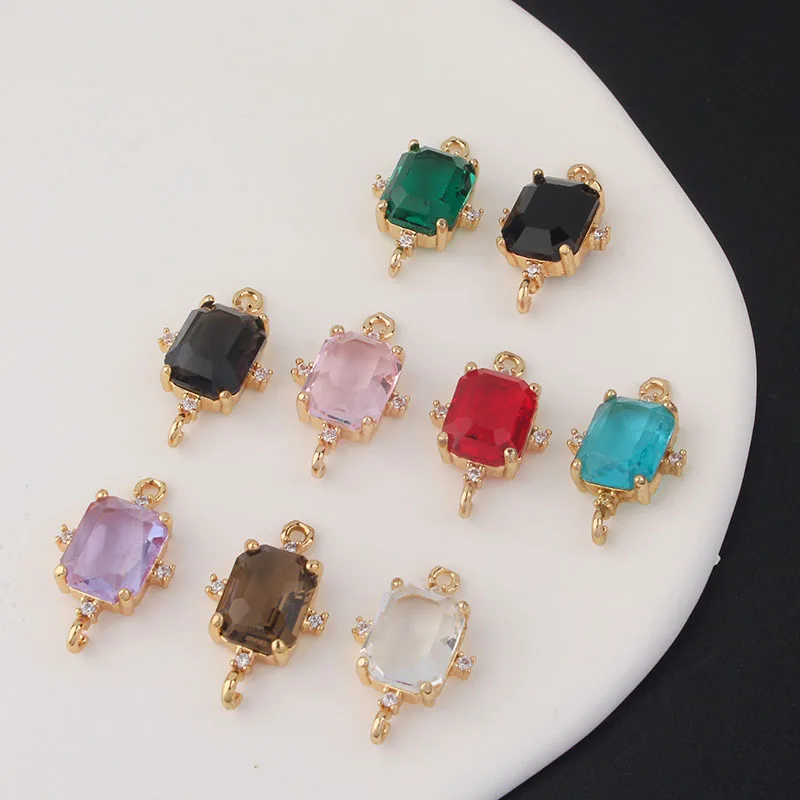 1pcs Diy Accessories Material Copper Gold-plate Inlaid Zircon Geometric ...