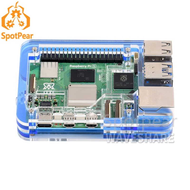 Raspberry-Pi-5-Acrylic-Blue-Transparent-Alternating-Case-Pi5-Case ...