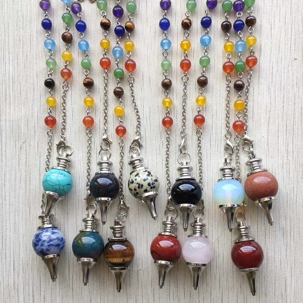 Fashio Natural stone dowsing pendulum mix circular Cone pendants with ...