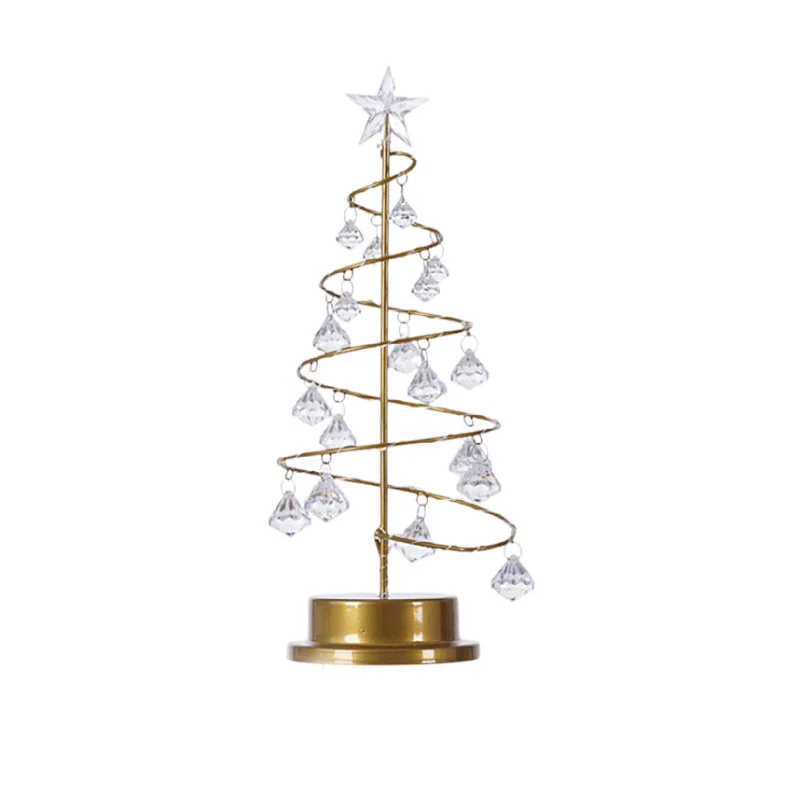 Crystal tree lamp Christmas tree LED night light Metal iron desktop ...