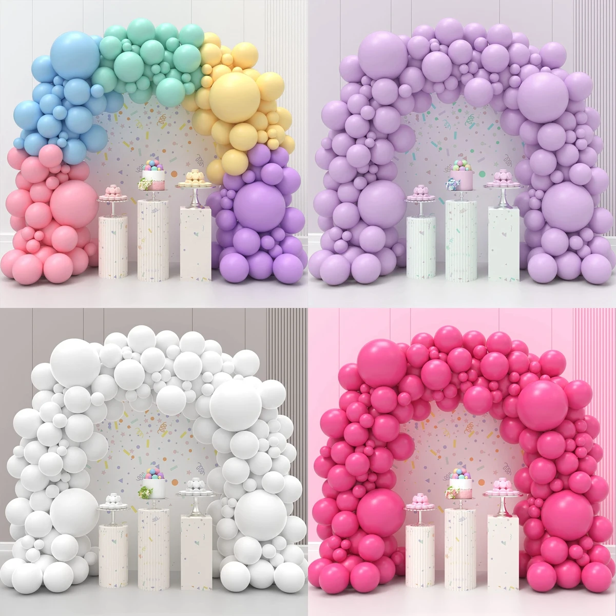 Rainbow-White-Purple-Balloons-Arch-Garland-Kit-Birthday-Party ...