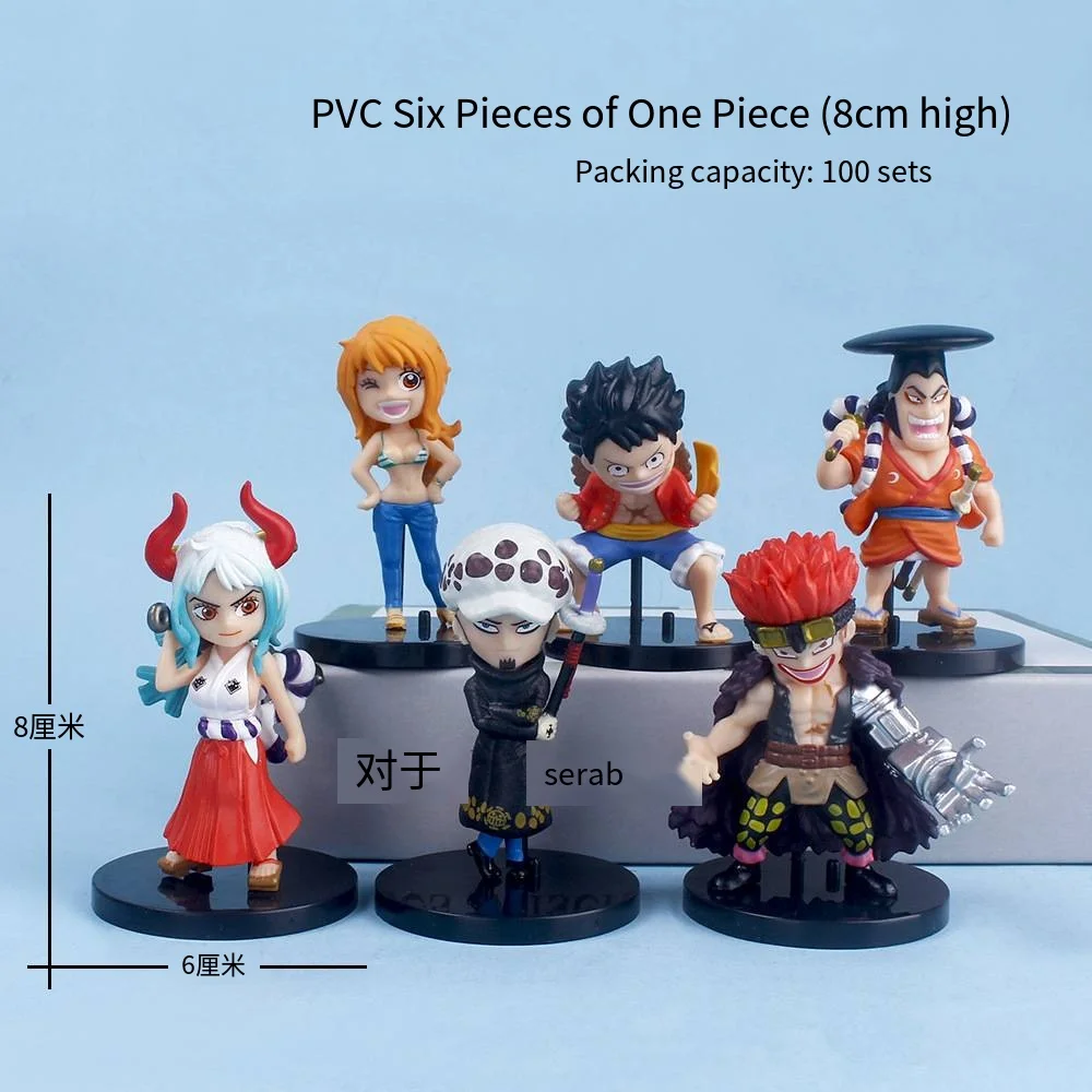 6Pcs/Set Anime One Piece Character Figures PVC Q Version Vo.1 Gashapon ...