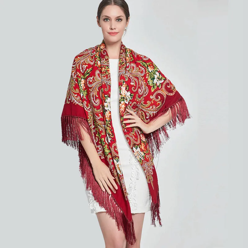 135-135cm-Russian-Style-Winter-Women-Scarf-Retro-Fringed-Square-Scarves ...