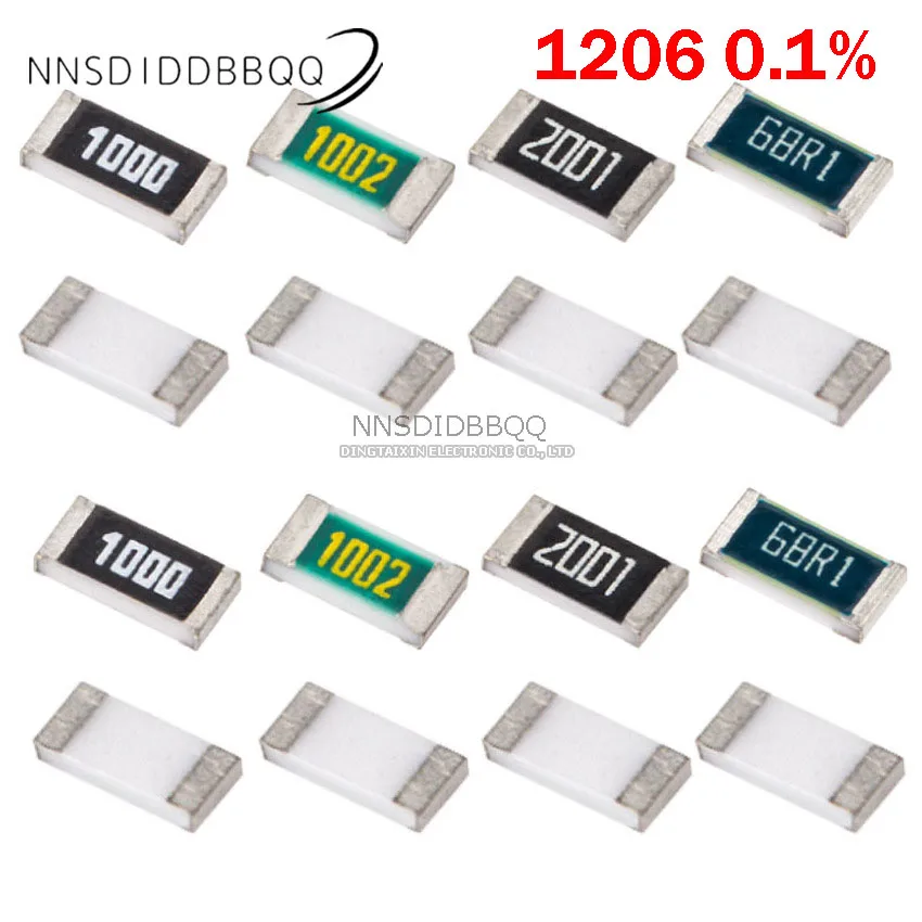 20PCS SMD 저항기 1206 0.1% SMD 1R ~ 1M 1 10 100 150 220 330 옴 1K 2.2K 10K ...