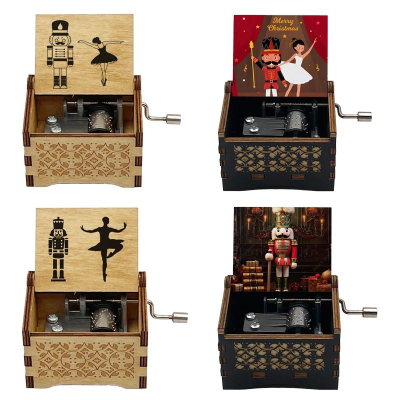 Wooden-The-Nutcracker-Music-Box-Hand-operated-18-Note-Movement-Cute ...