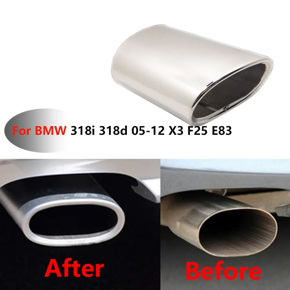 Stainless-Steel-Car-Exhaust-Muffler-Tip-Pipes-Cover-FOR-BMW-3-Series ...