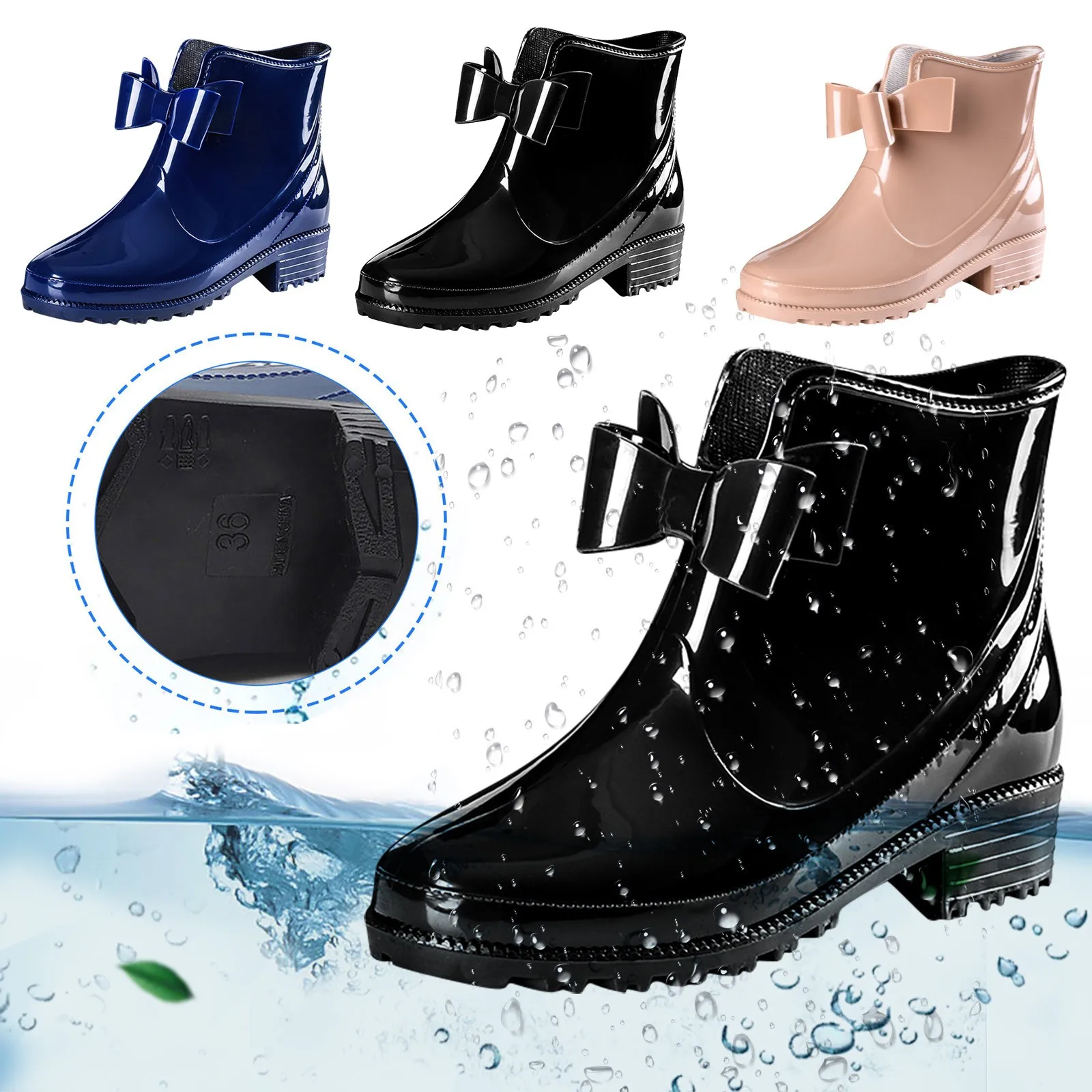 Botas-de-lluvia-con-punta-de-acero-para-hombre-y-mujer-zapatos-de-goma ...
