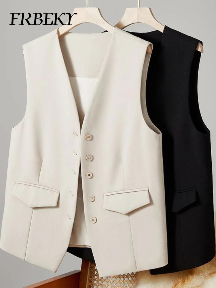 Vests for Women Spring Suit Solid Color Vest Single-breasted Solid ...