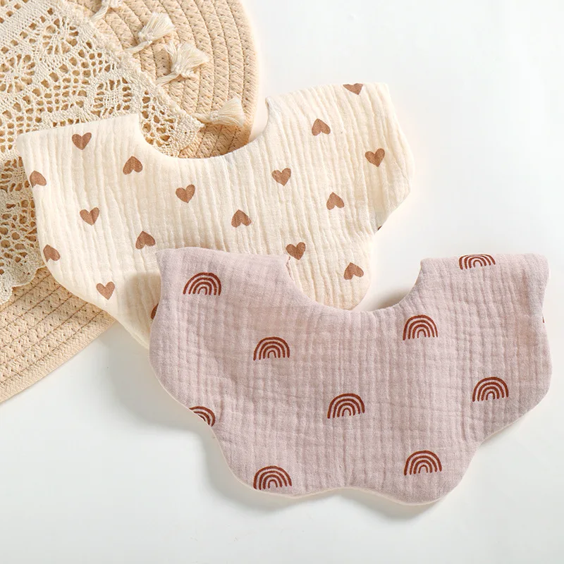 Baby Bibs 6 Layers Gauze Muslin Cotton Stuff Newborn Solid Color Kids ...