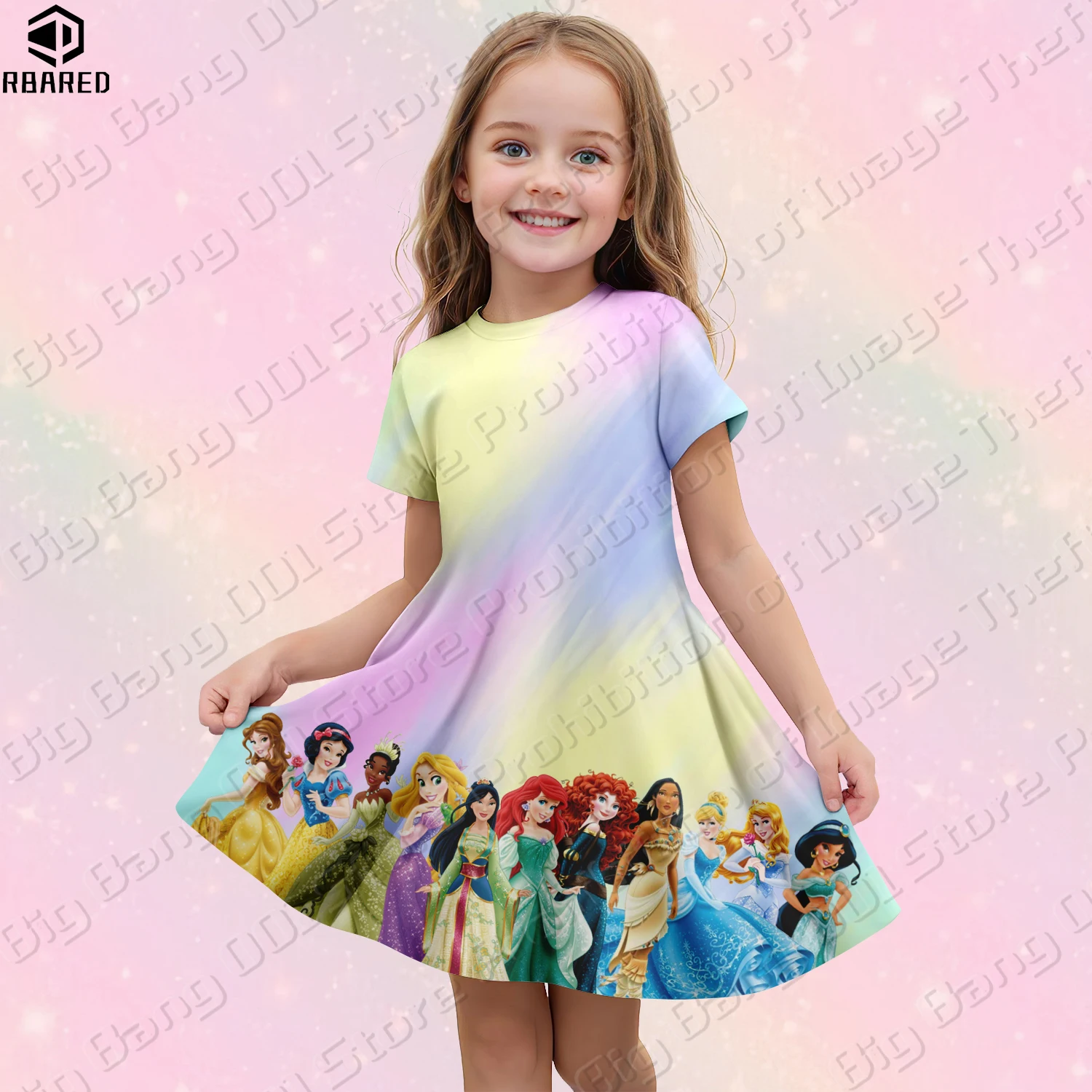 MINISO-Disney-Princess-Series-New-Summer-Girls-Dress-Girl-Clothing ...