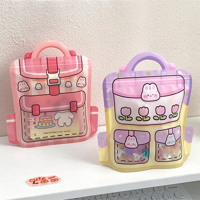 10PCS 50PCS Food Grade Reusable Cartoon Schoolbags Sweets Snack Sealing ...