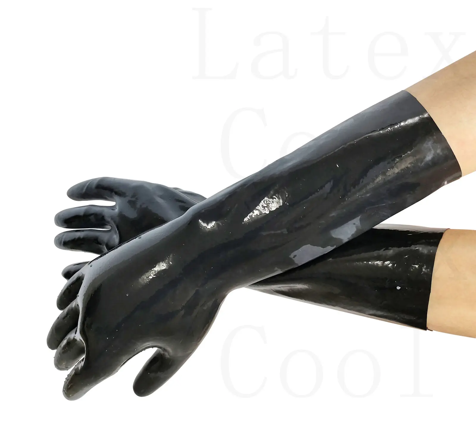 100% Gummi Handschuhe Party Latex Rubber Kurze Nahtlose Gloves Schwarz ...
