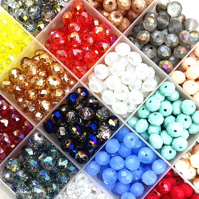 Glass Crystal Rondelle Beads 8mm | 8mm Faceted Glass Beads Rondelle ...