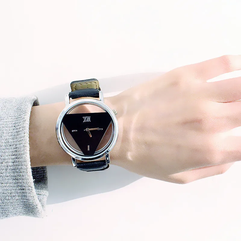 Fashion Hollow Triangle Women Quartz Watches Simple Novelty and ...