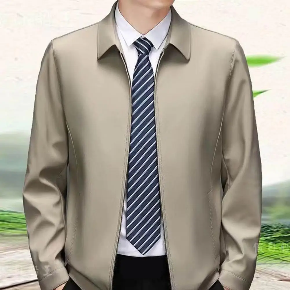 Father Fall Coat Men's Mid-aged Father Daily Jacket with Turn-down ...