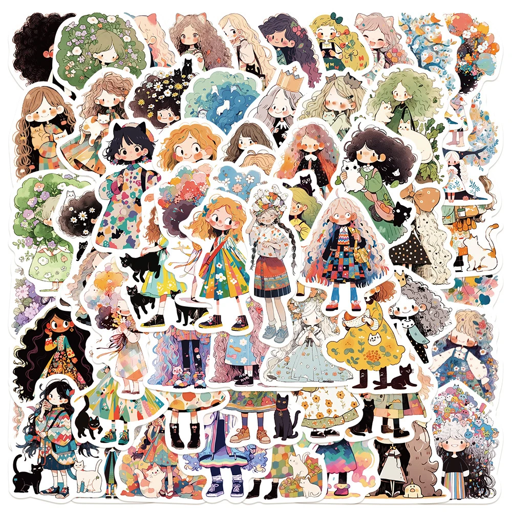 10-30-50pcs-Cute-Cartoon-Girl-Anime-Stickers-Aesthetic-Decals-Fridge ...