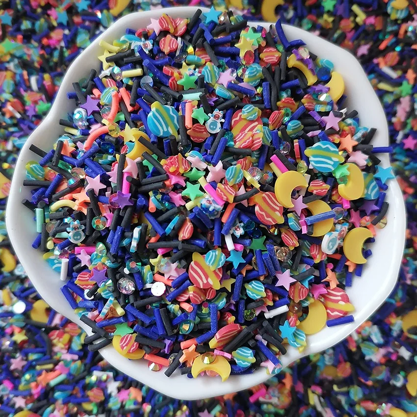 90g DIY Slime Sprinkles Moon Star Space Planet Coin Football School Bus ...