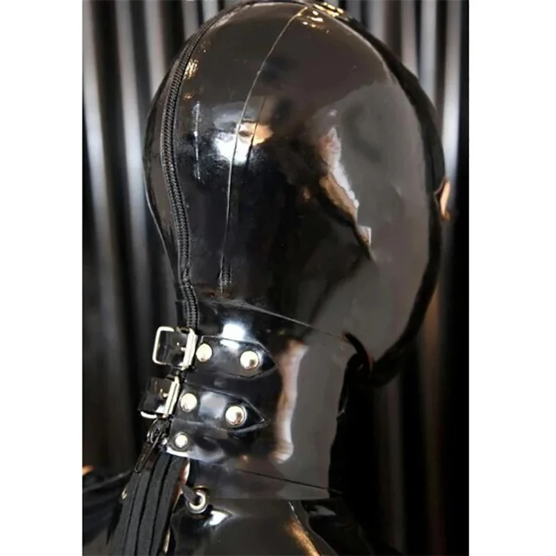 Sexy-Latex-Gummi-Frauen-M-nner-Kapuze-Gummi-maske-mit-Hals-W-rgegriff ...