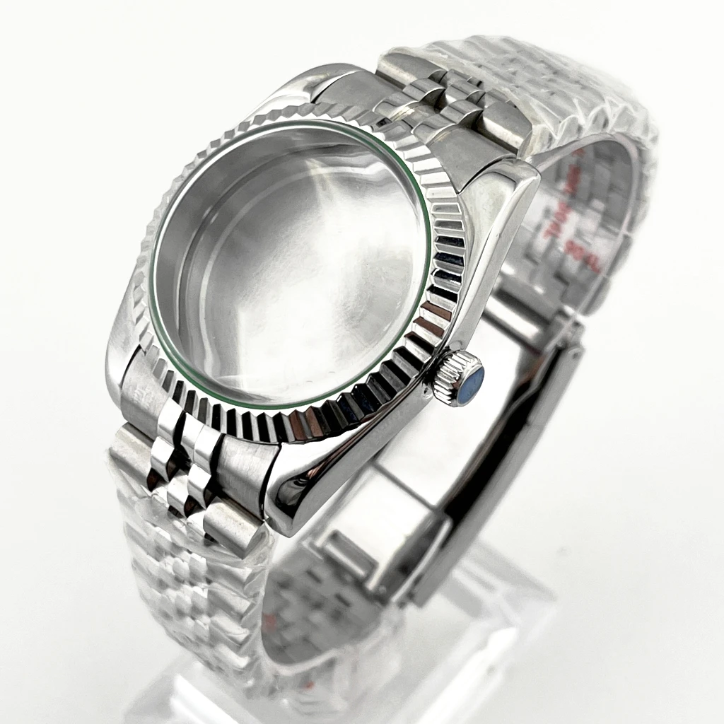 New-36mm-40mm-Convex-Glass-Silver-Sterile-Watch-Case-With-Strap-Fit ...