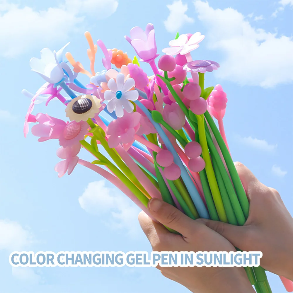 3Pcs-Creative-Gel-Pens-Sun-Flower-Color-Changing-Pen-Silicone-Ballpoint ...