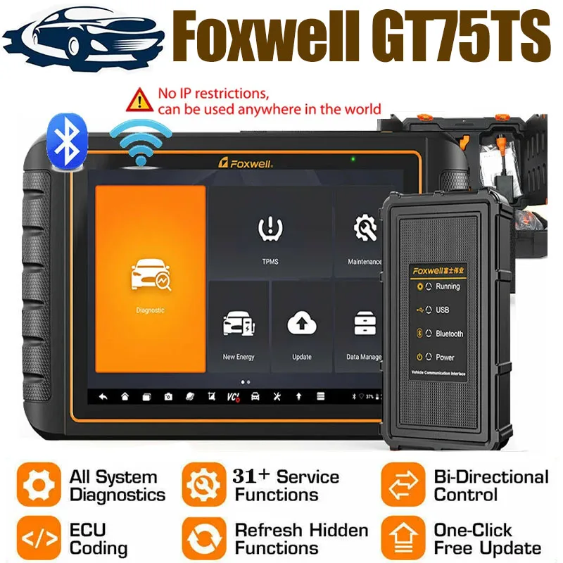 NEW FOXWELL GT75TS GT75 Bi-Directional Test ECU Coding TPMS Service FCA ...