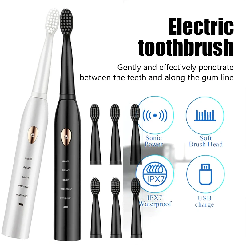 Ultrasonic Sonic Electric Toothbrush Rechargeable Tooth Brushes ...