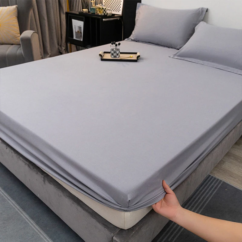 Washable-Cotton-Solid-Color-Fitted-Sheet-Single-Piece-Bed-Cover ...