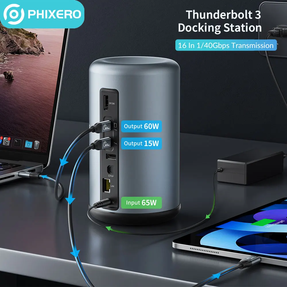 Phixero Usb C Hub 16 In 1 Thunderbolt 3 Docking Station Type C 40gbps ...
