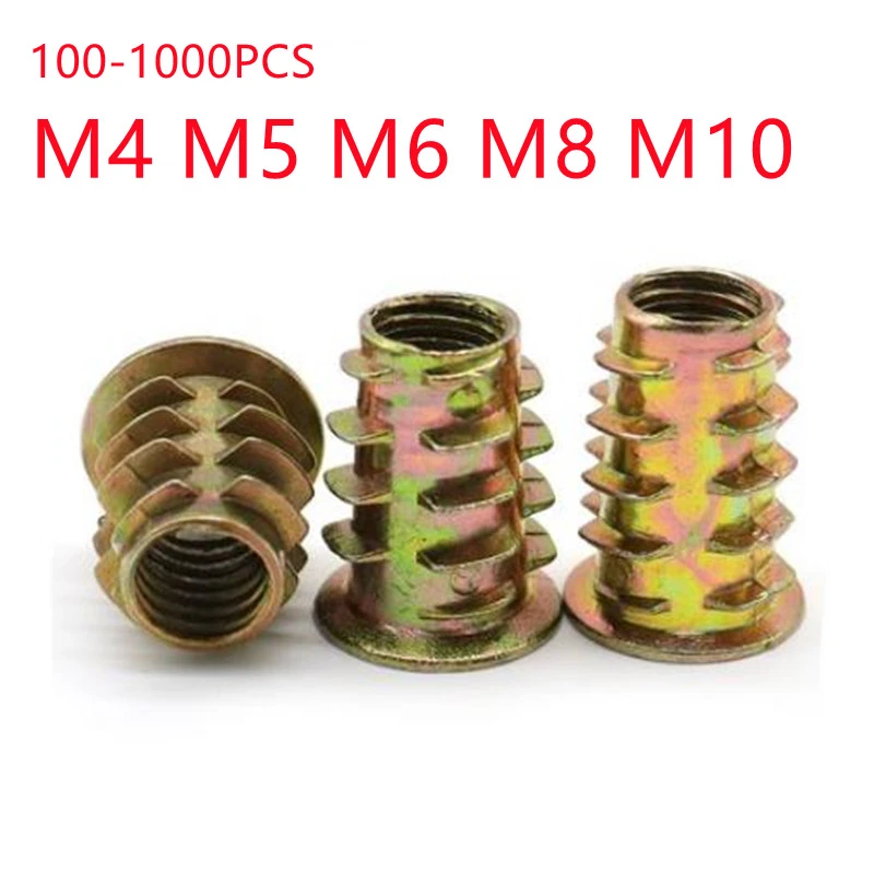 10-50pcs 1/4-20 M4 M5 M6 M8 M10 Zinc Alloy Thread For Wood Insert Nut ...