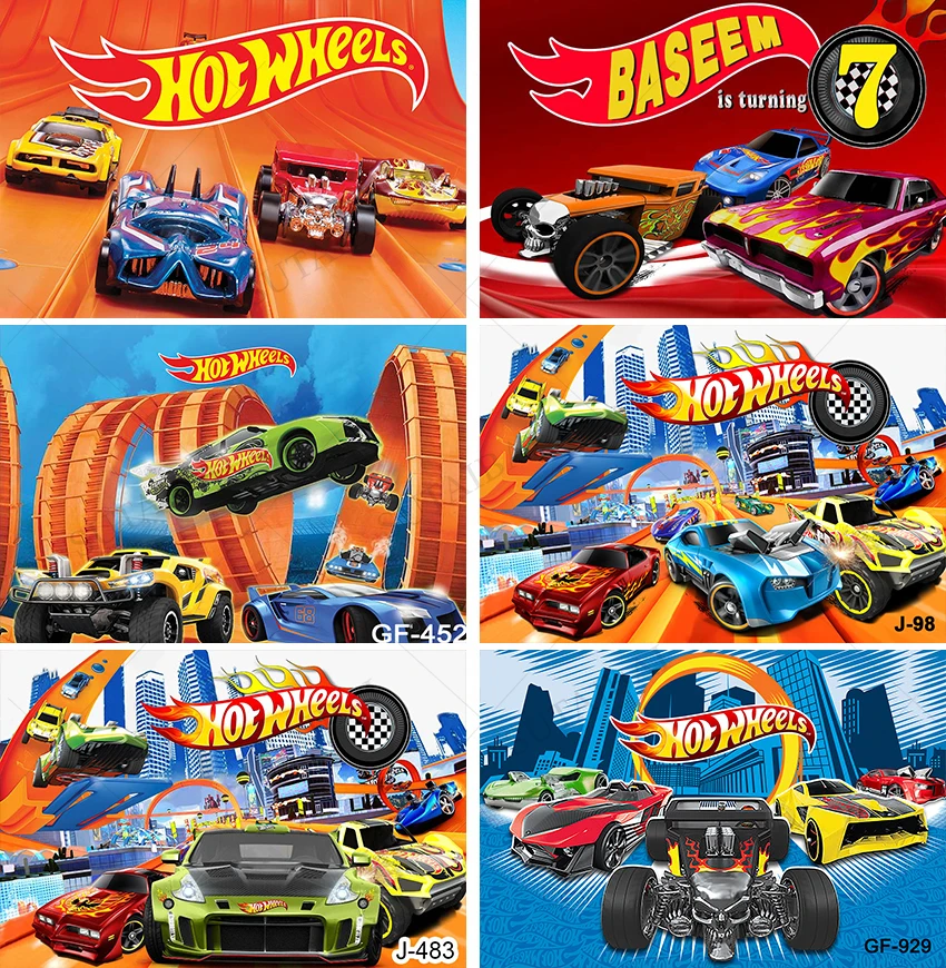 Hot-Wheels-Cartoon-Photography-Backdrop-Boys-Happy-Birthday-Racing-Car ...