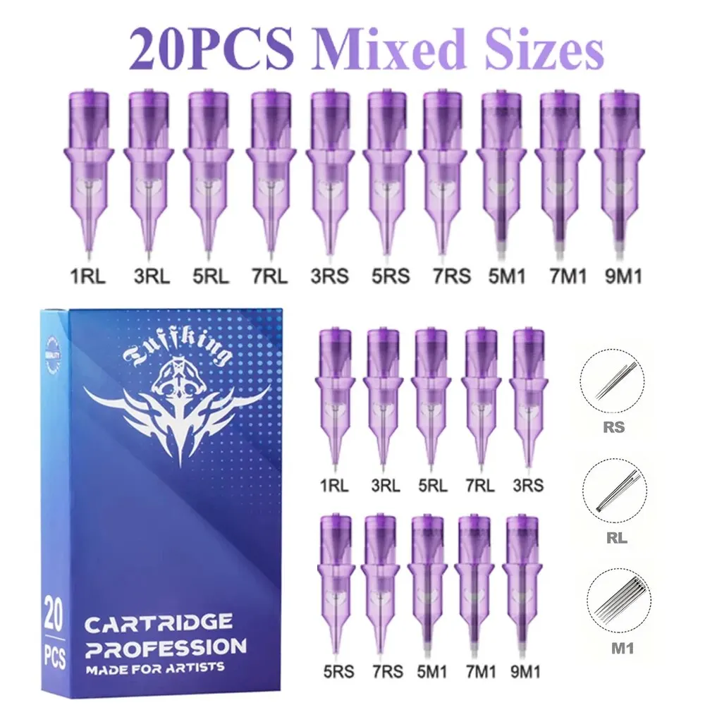 20PCS-Mixed-Tattoo-Needles-Cartridges-0-35MM-RL-RS-M1-Disposable ...