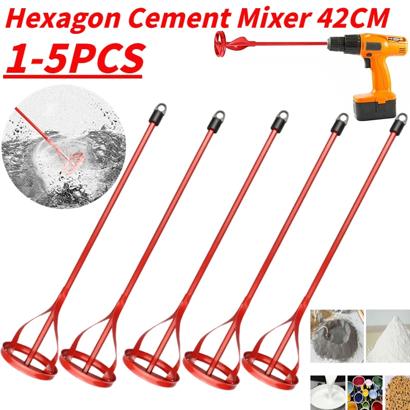 1-5PCS-Hexagon-Shaft-Plaster-Paint-Mixer-Mixing-Paddle-Rod-Electric ...