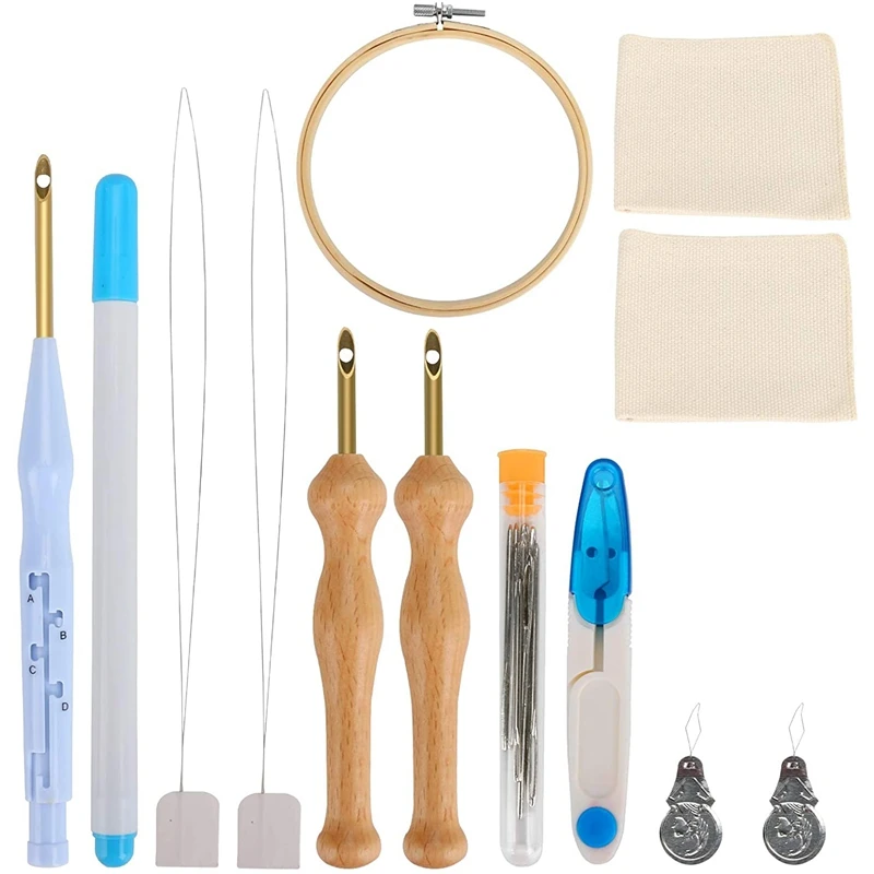 Punch-Needle-Kit-Embroidery-Starter-Kits-Includes-Adjustable-Rug-Yarn ...