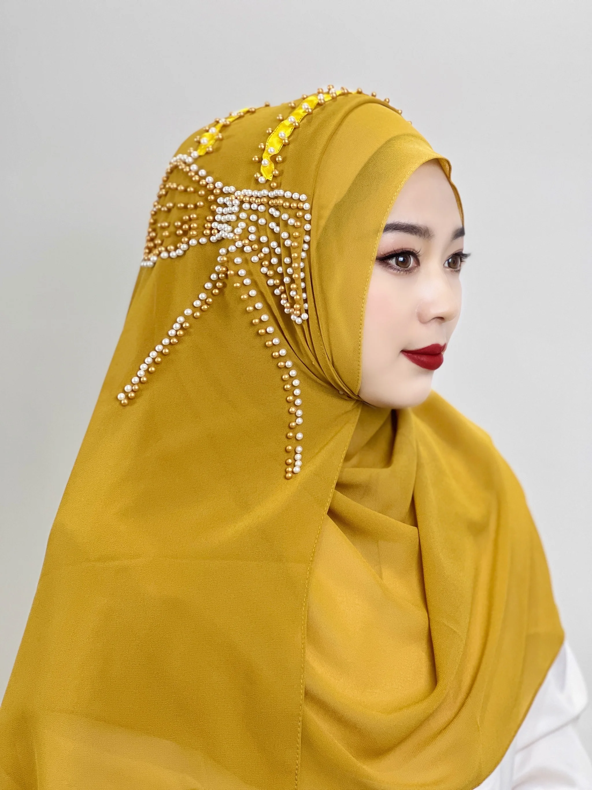 Muslim-Big-Bow-Hijab-Beaded-Hijab-Send-Decorative-Arab-Hijab-Women ...