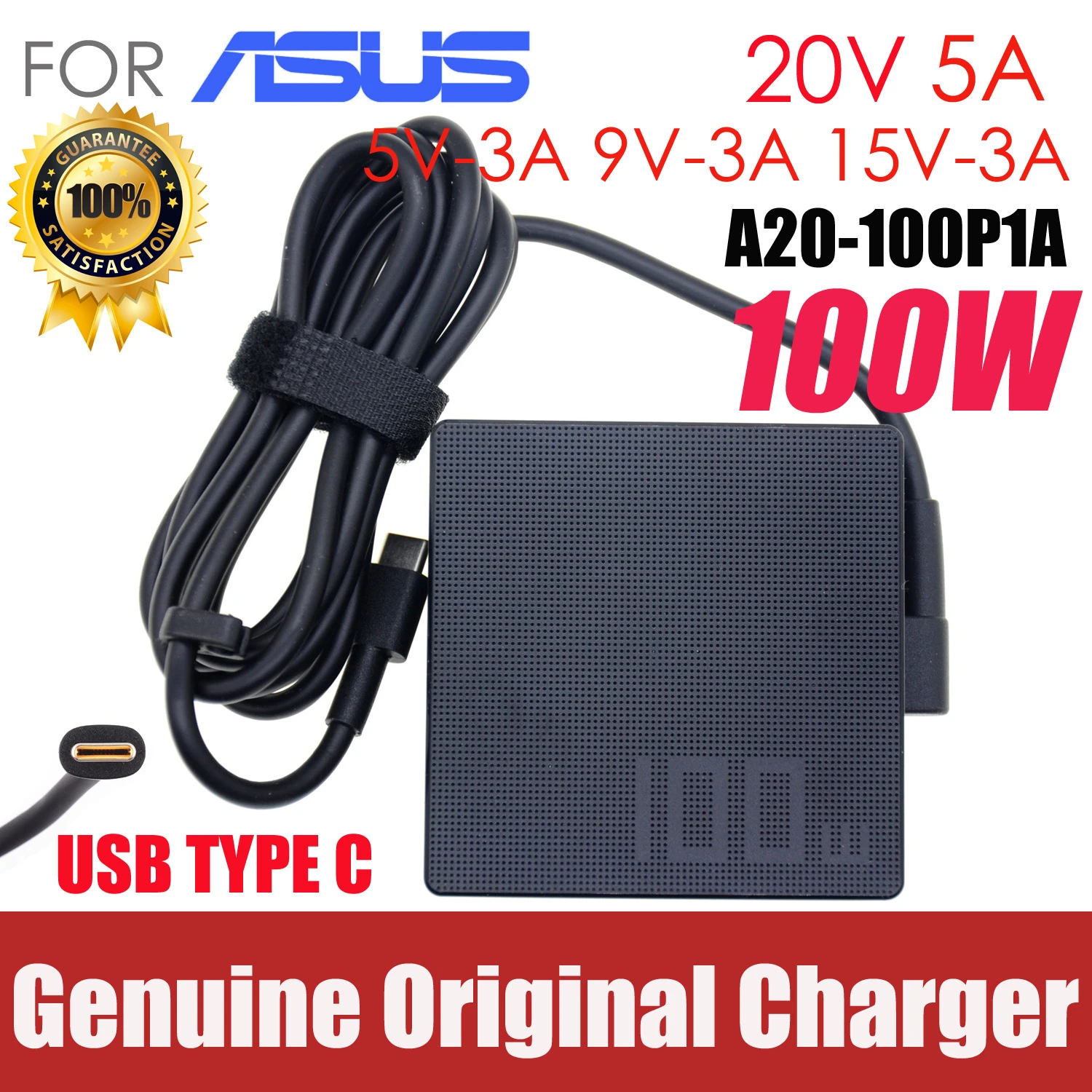 100W Type-C AC Charger Fit for Asus A20-100P1A Rog Flow Z13 GZ301ZA ...