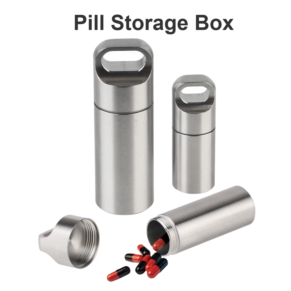 Stainless-Steel-S-M-L-Pill-Storage-Box-With-Keychain-Seal-Rings-Camping ...