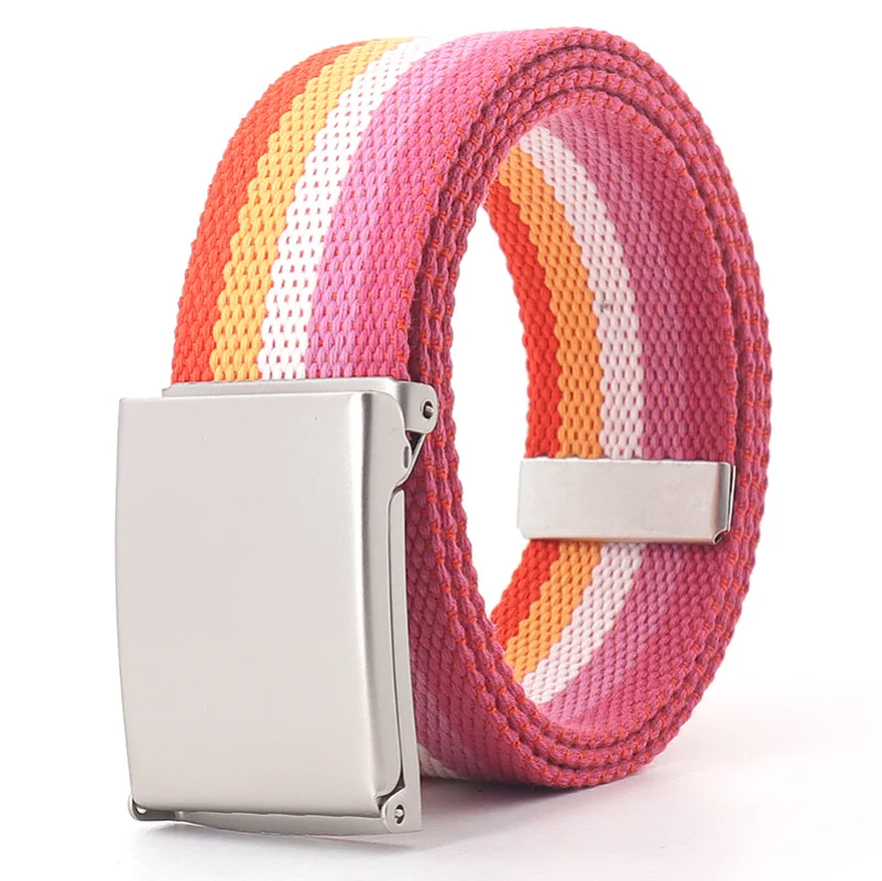 120cm-Colorful-Stripes-Canvas-Belt-for-Women-Jeans-Waistband-Adjustable ...