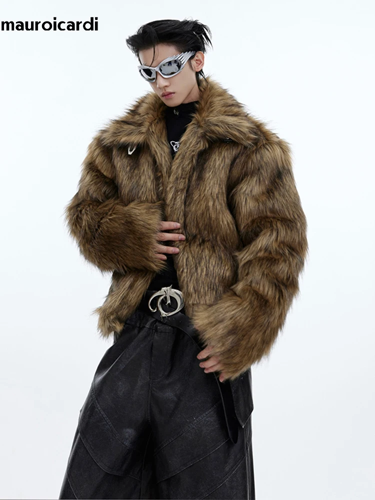 Mauroicardi-Winter-Short-Thick-Warm-Brown-Hairy-Soft-Faux-Fur-Coat-Men ...