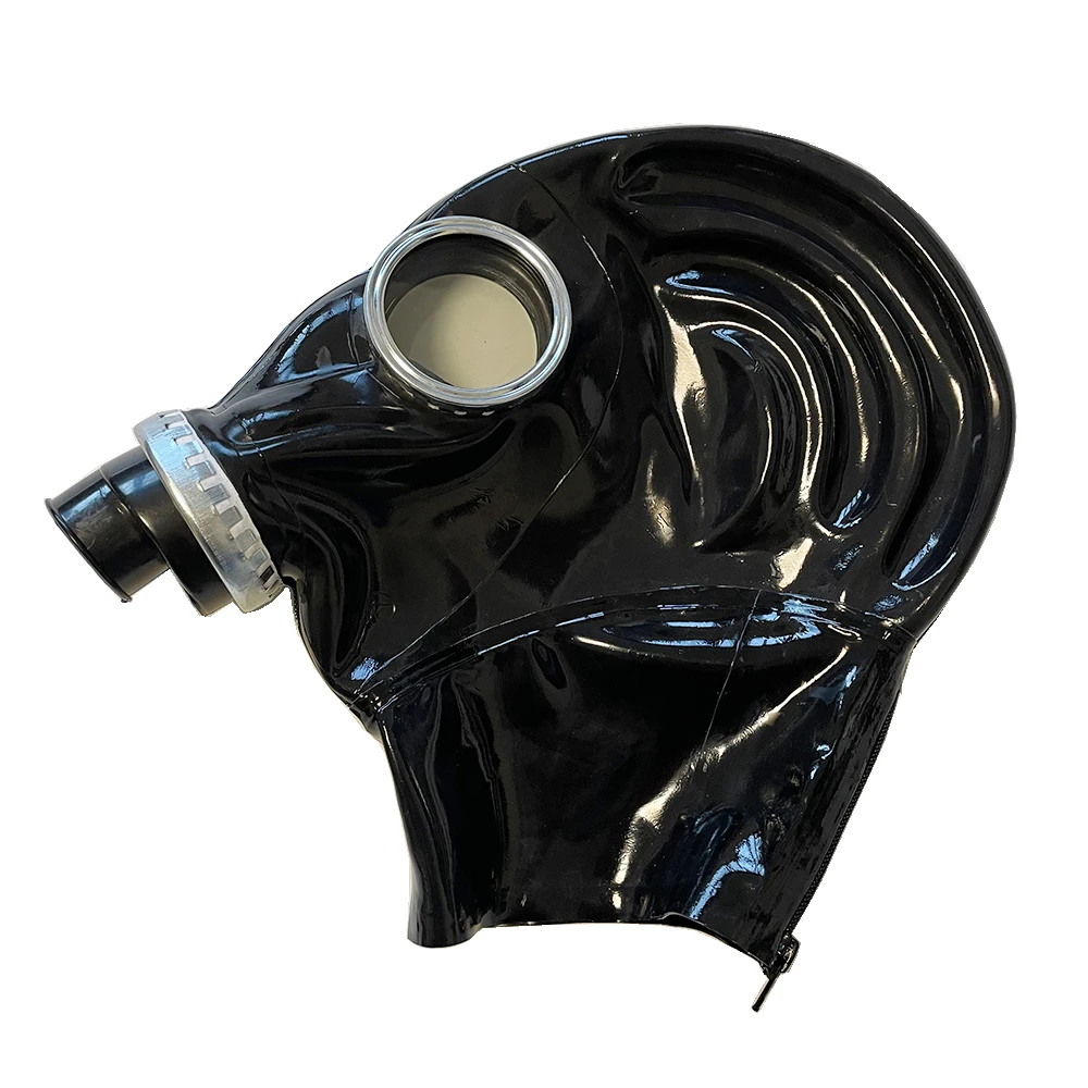 Latex-Hood-Natural-Rubber-Fetish-Gas-Mask-All-inclusive-Closed-Headgear ...