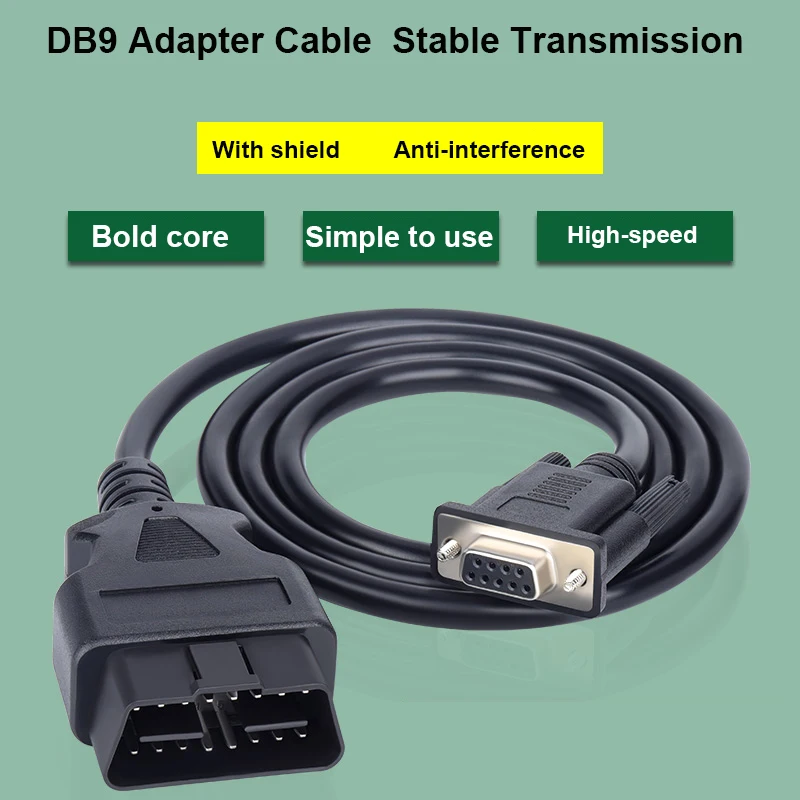 OBD 2 Cable 16 Pin To DB9 Female Serial Port RS232 Adapter Connector ...