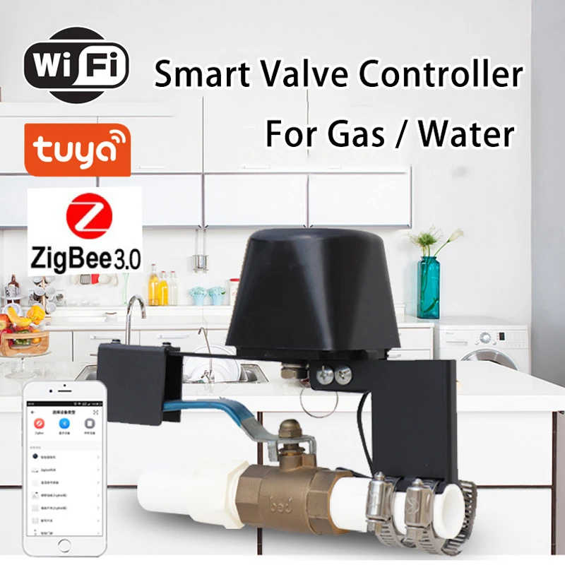 Zigbee Tuya Smart Home Wifi Bluetooth Manipulator Water Valve/gas Valve ...