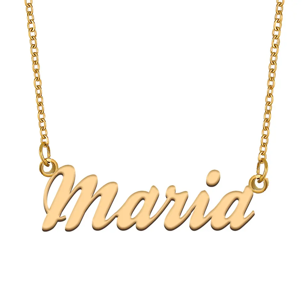 Maria-Nome-Colar-para-Mulheres-J-ias-de-A-o-Inoxid-vel-Banhado-a-Ouro ...