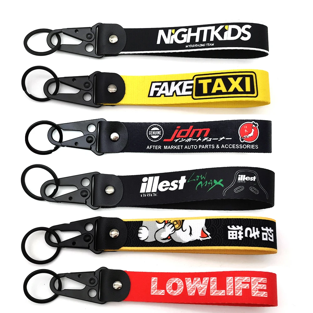 JDM-Style-Car-Keychain-Nylon-Low-Life-Fake-Taxi-Gift-Lanyard-Keyring ...