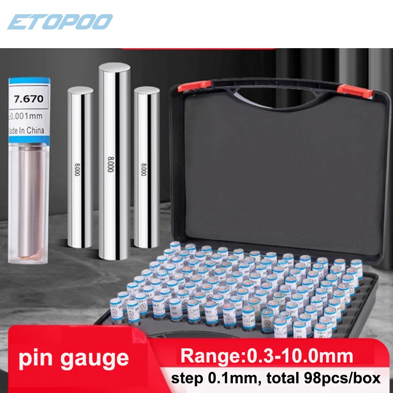 0.30-10.00mm Precision Steel Pin Gauge set Smooth Plug Gauge Hole Gauge ...