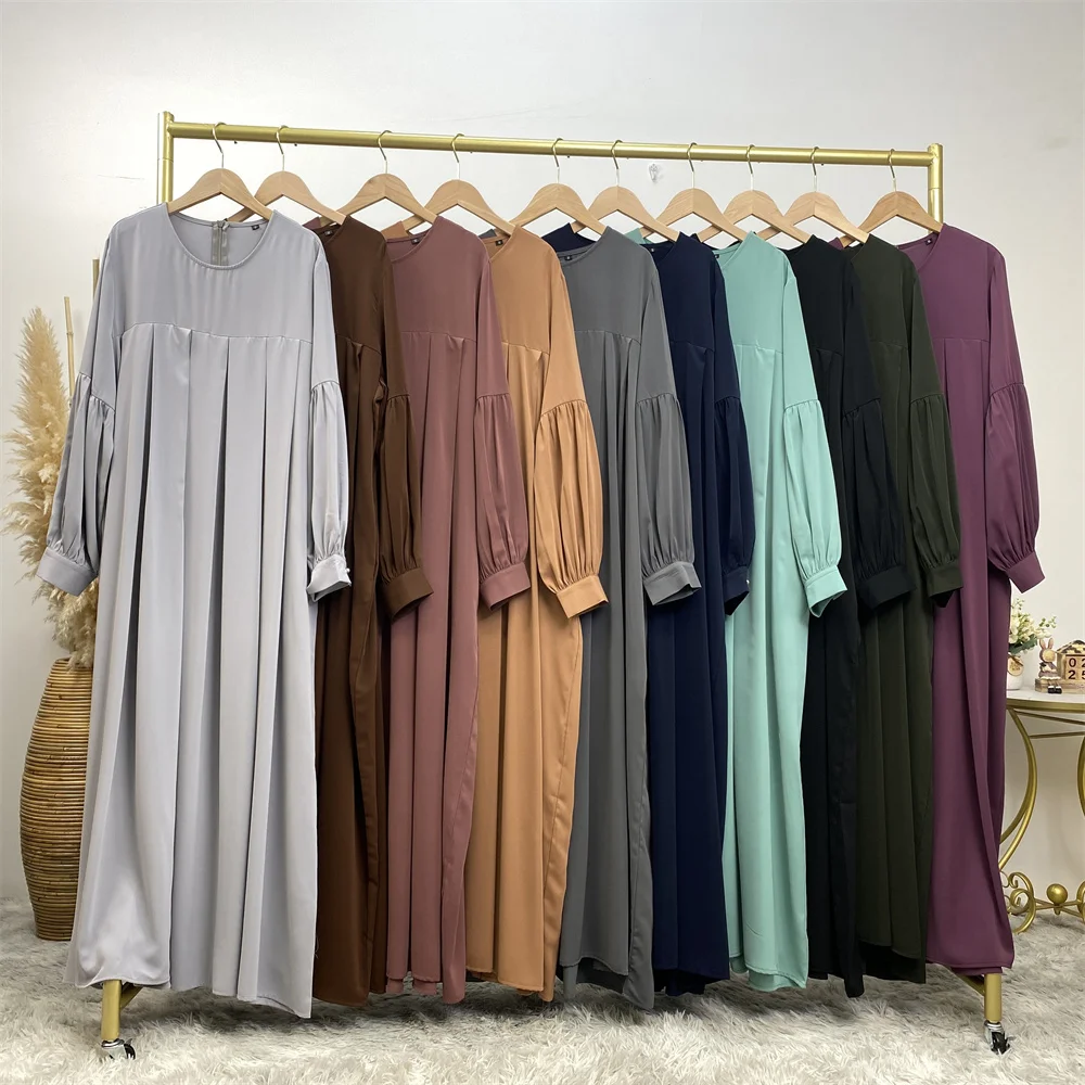 Shimmer-Abayas-Bishop-Sleeves-Muslim-Woman-Clothing-Maxi-Dresses-Loose ...