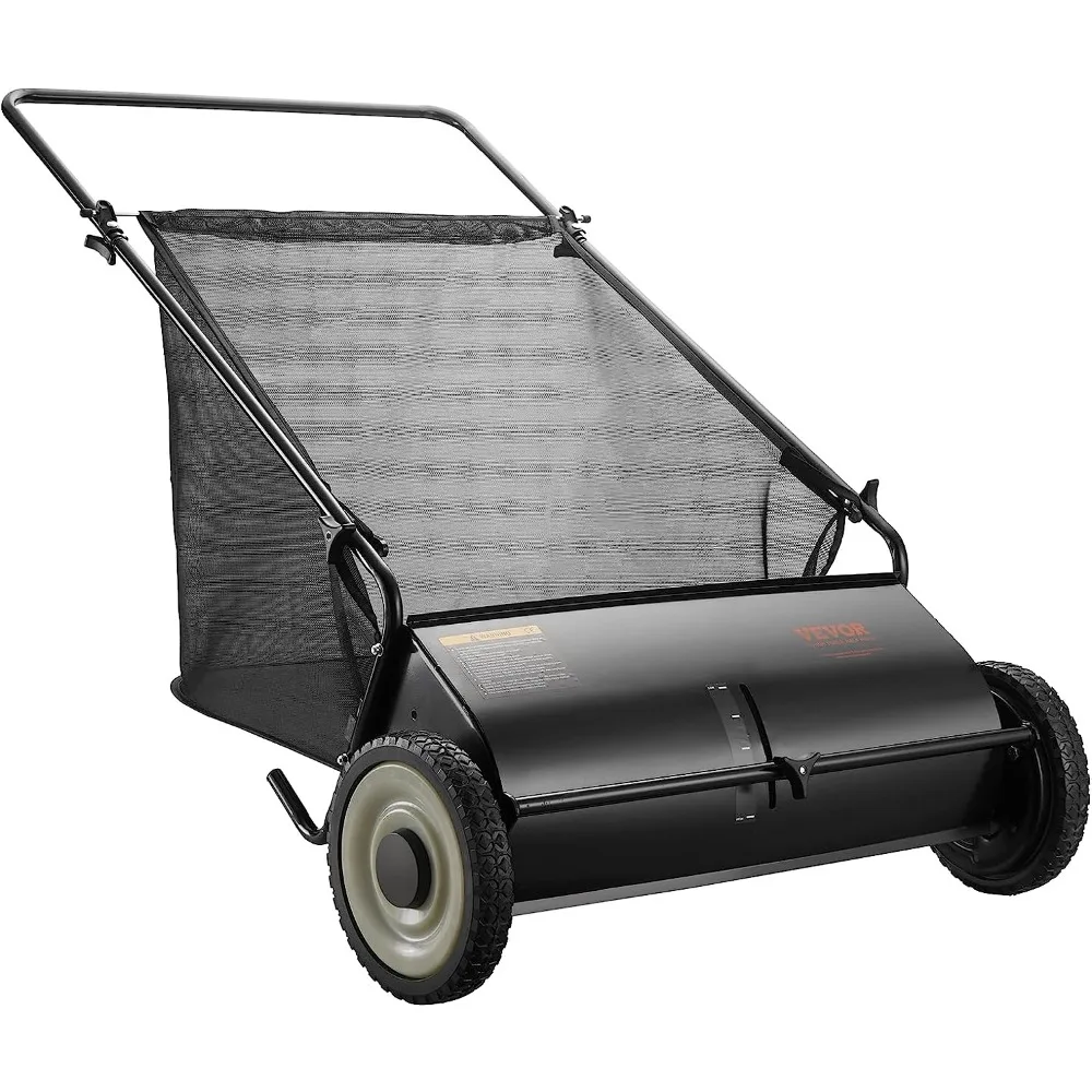 Push-Lawn-Sweeper-26-Inch-Leaf-Grass-Collector-Strong-Rubber-Wheels ...