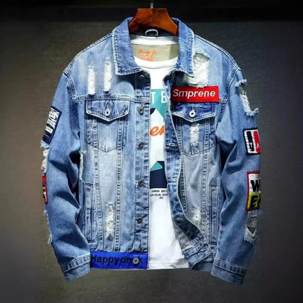 Chaqueta-de-mezclilla-para-hombre-ropa-rasgada-informal-holgada-de ...