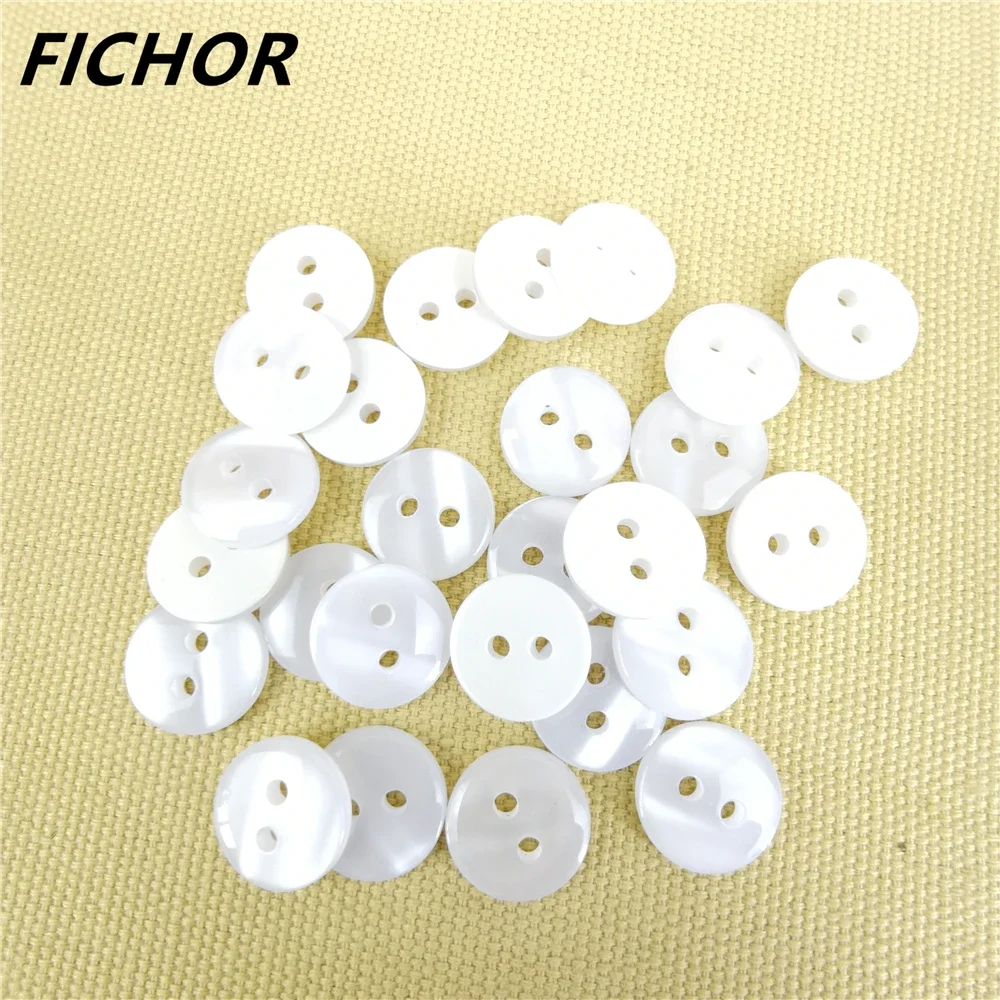 50pcs-11mm-2-Hole-White-Resin-Sewing-Buttons-Cute-solid-Color-Round ...