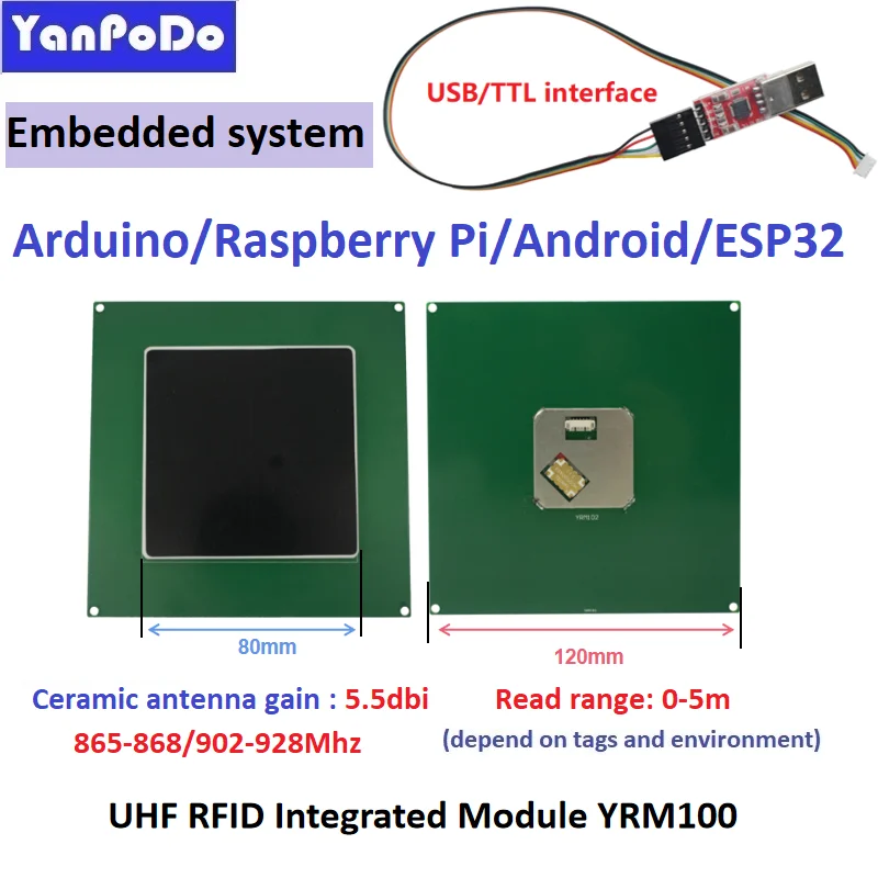 Micro 0 5M Range UHF RFID Module Reader Arduino TTL Uart 5dbi Antenna Integrated RFID Module for ...